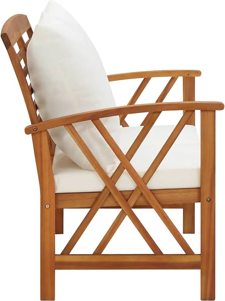 Zahradní lavice s poduškami 119 cm masivní akáciové dřevo 310270