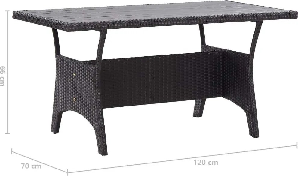 vidaXL Zahradní stůl 120 x 70 x 66 cm polyratan [316584] Barva: Černá