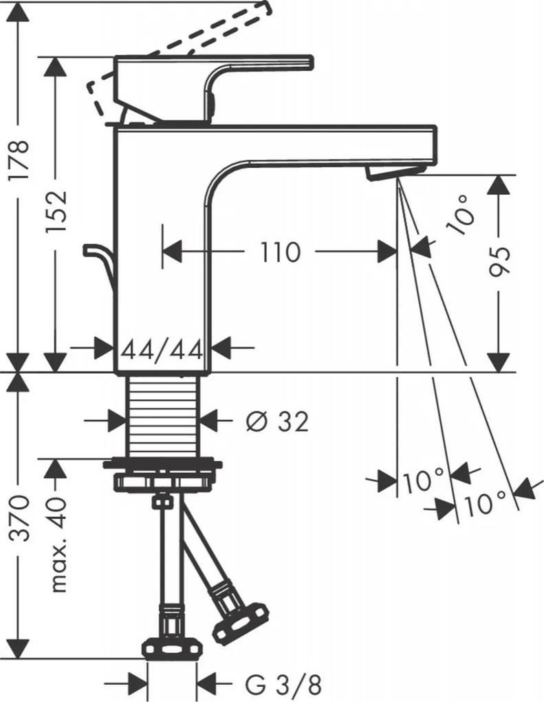 Hansgrohe Vernis Shape, umyvadlová baterie s výpustí, EcoSmart, chromová, 71561000