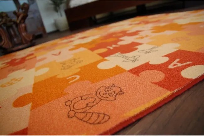 Dětský koberec PUZZLE oranžový - Výprodej