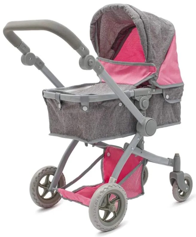 Kočárek pro panenky 2v1 Baby Mix Sophie pink-grey