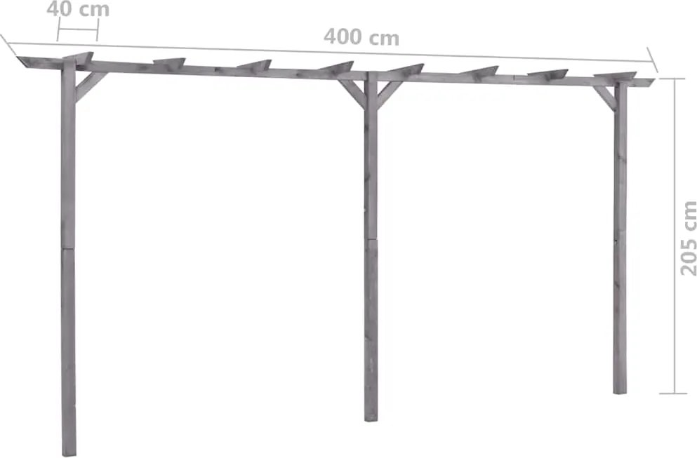 Zahradní pergola šedá 400 x 40 x 205 cm impregnovaná borovice 313568