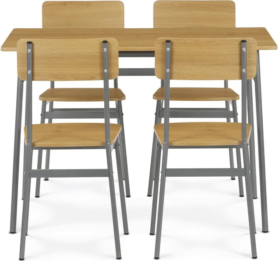 Jídelní set s 4 židlemi AUT-O2156 OAK, mdf, divoký dub (110 x 70) cm hnědá