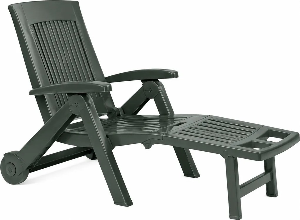 Zahradní lehátko ZIRCONE, 72×195×101 cm, tmavě zelená I.P.A.E-Progarden