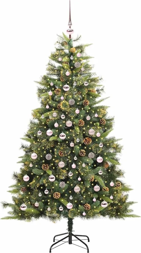 Umělý sklopný vánoční stromeček s kužely Zelená 210 cm 3395100