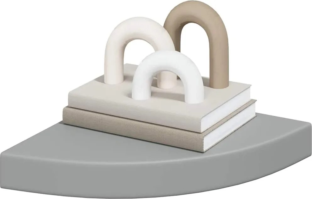 Plovoucí rohové police 2 ks šedé 25 x 25 x 3,8 cm MDF 323902
