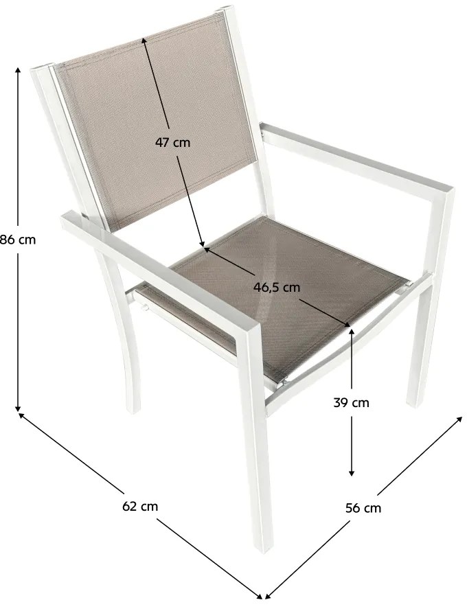 Kondela Zahradní stohovatelná židle, bílá ocel/světle šedá, DORIO