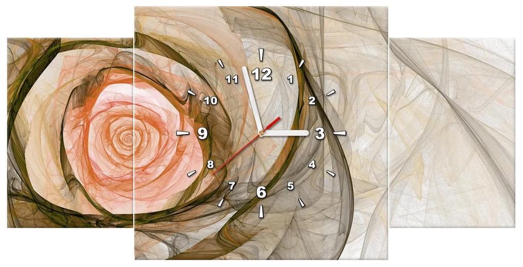 Gario Obraz s hodinami Nádherná růže fraktál - 3 dílný Rozměry: 90 x 30 cm