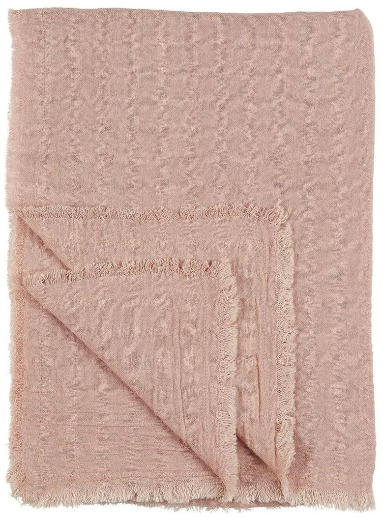 IB LAURSEN Bavlněný pléd Light Pink 130×170cm, růžová barva, béžová barva, textil