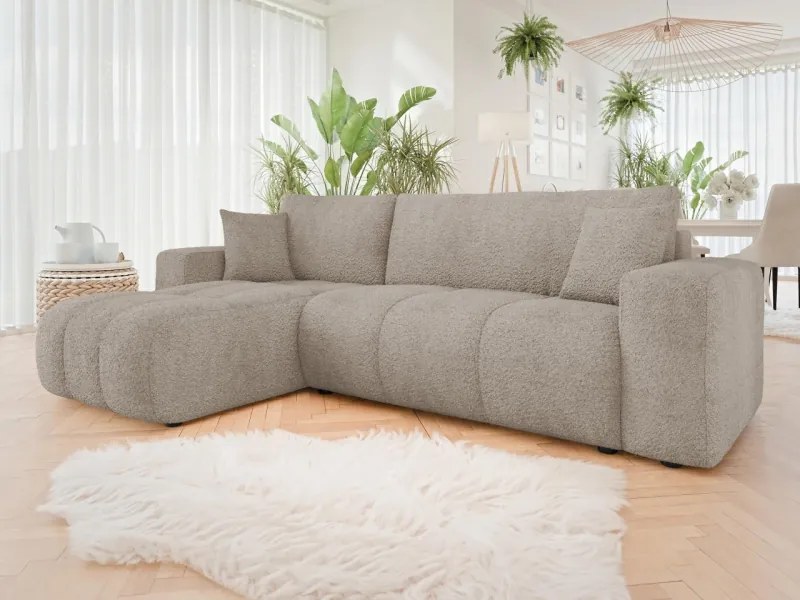 Rohová rozkládací sedačka Larow Boucle, Potah: Coral 75