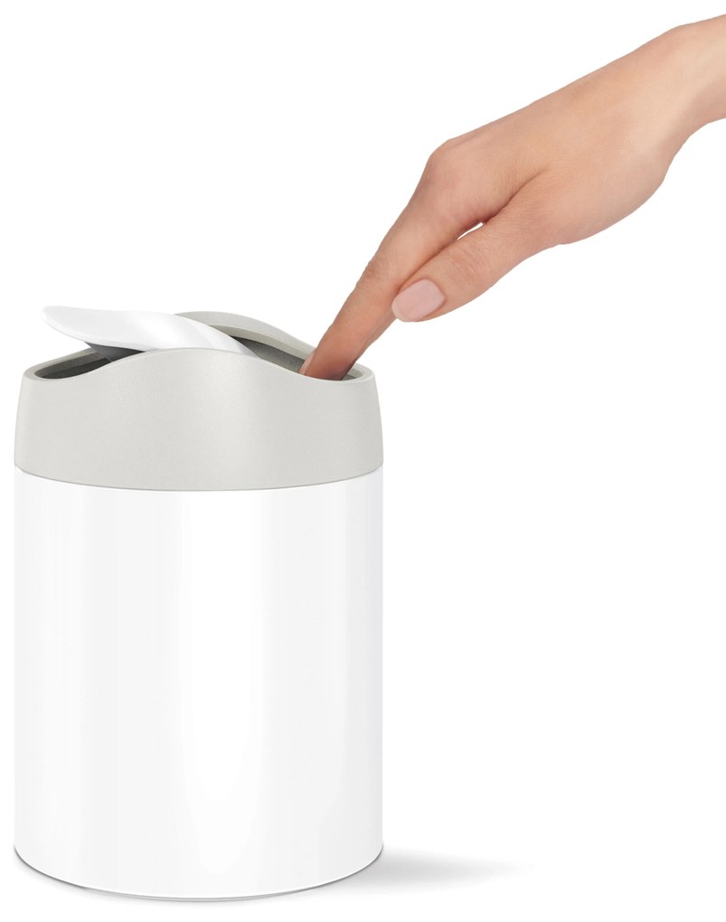 Simplehuman Mini odpadkový koš na stůl, 1,5 l, bílá ocel, CW2079