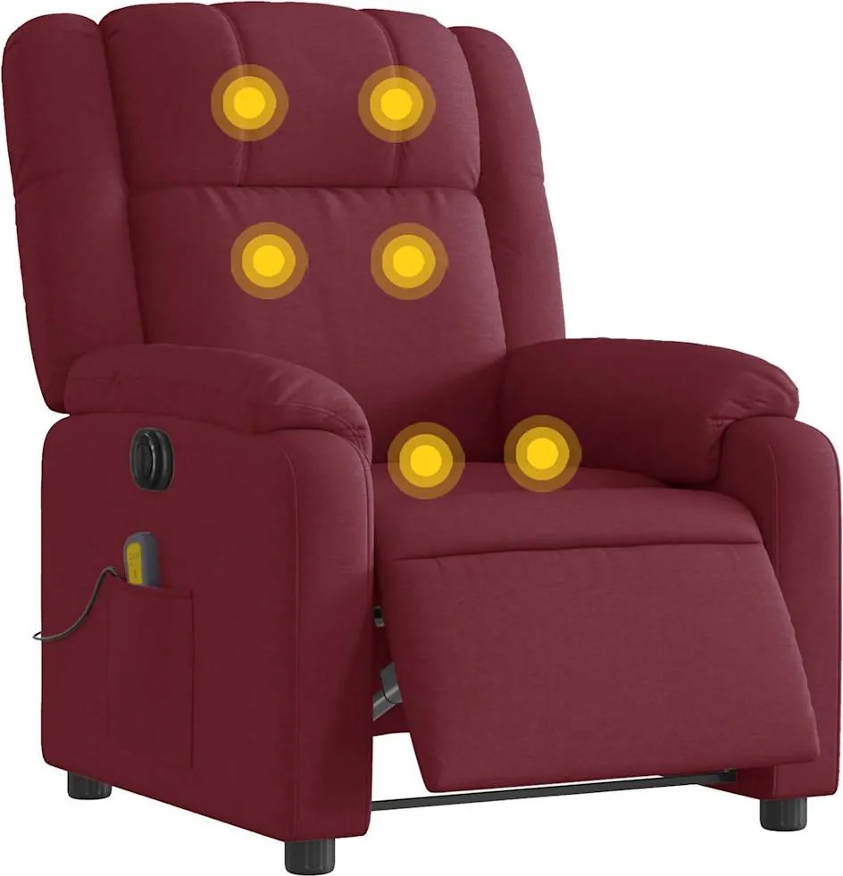 Elektrické masážní polohovací křeslo vínové textil 3205193
