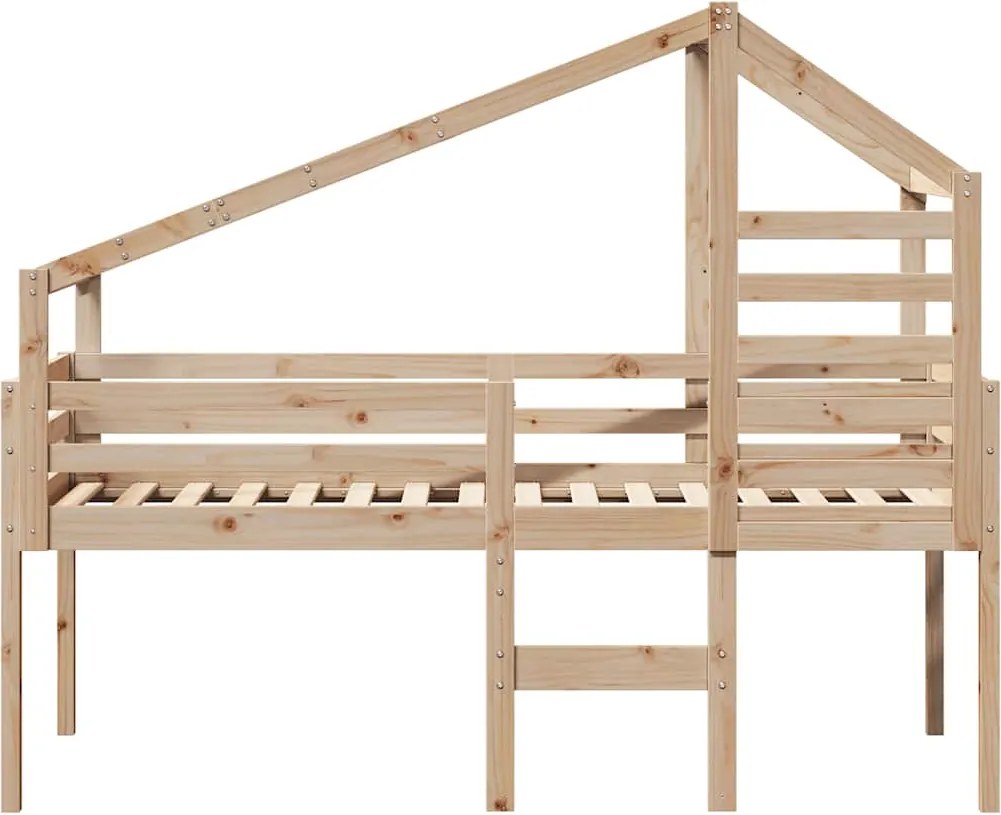 Patrová postel se střechou 90 x 200 cm masivní borové dřevo 3281977