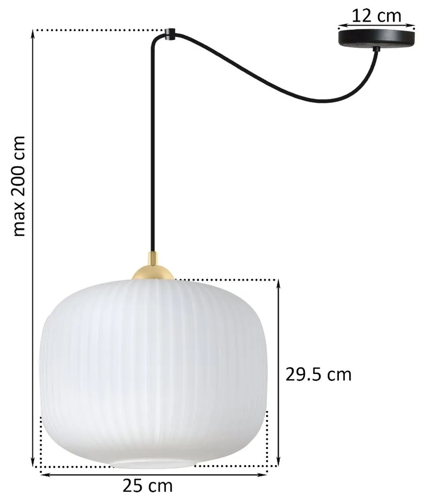 Závěsné svítidlo Riffle Spider 3, 1x bílé skleněné stínítko, b/g