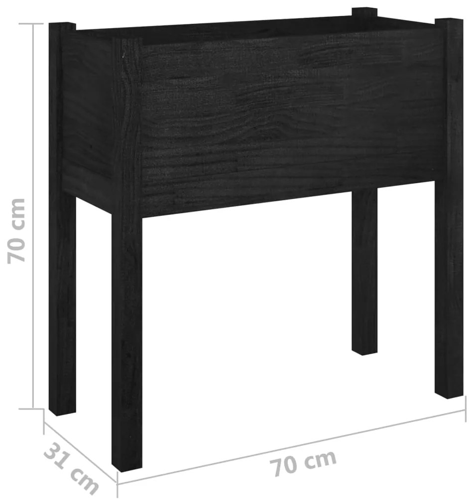 Zahradní truhlíky 2 ks černé 70 x 31 x 70 cm masivní borovice, 810828
