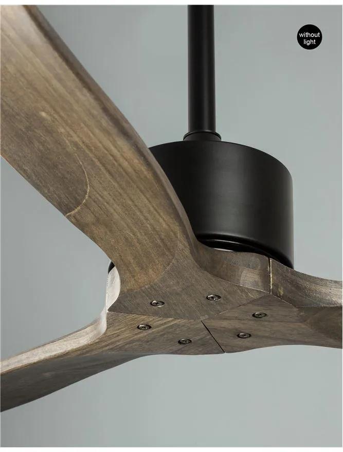 Nova Luce Stropní ventilátor VENTO tělo z oceli černá a dřevěné listy