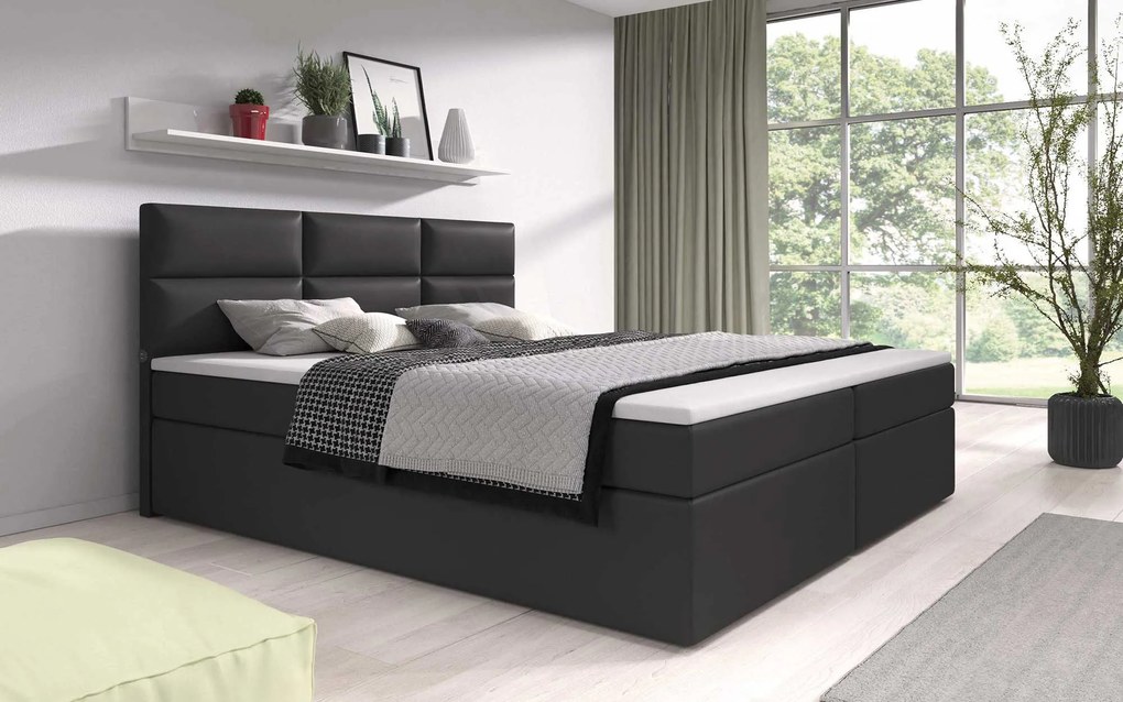 K&M postele Boxspring postel CAMELIA s úložným prostorem a USB Velikost postele: 140 × 200 cm, Výběr matrace: Taštičková zónová matrace - měkká (70–1…