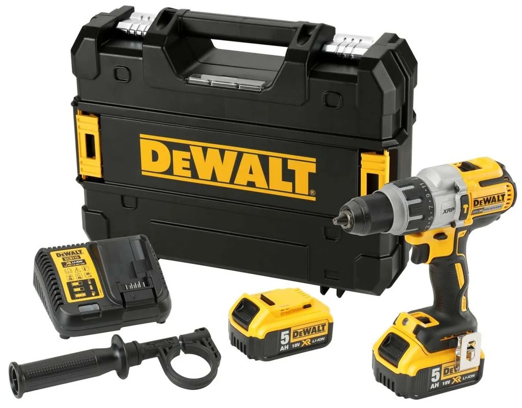 DeWALT - 18V AKU vrtačka s příklepem, 2x aku 5,0 Ah Li-Ion, nabíječka DCD996P2