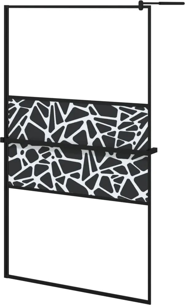 Zástěna do průchozí sprchy s policí černá 115x195 cm ESG/hliník 3185484