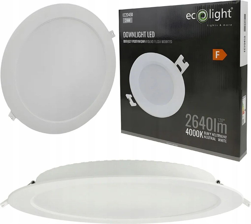 LED zapuštění 24W kulaté stropní svítidlo 4000K 2640lm - neutrální bílá