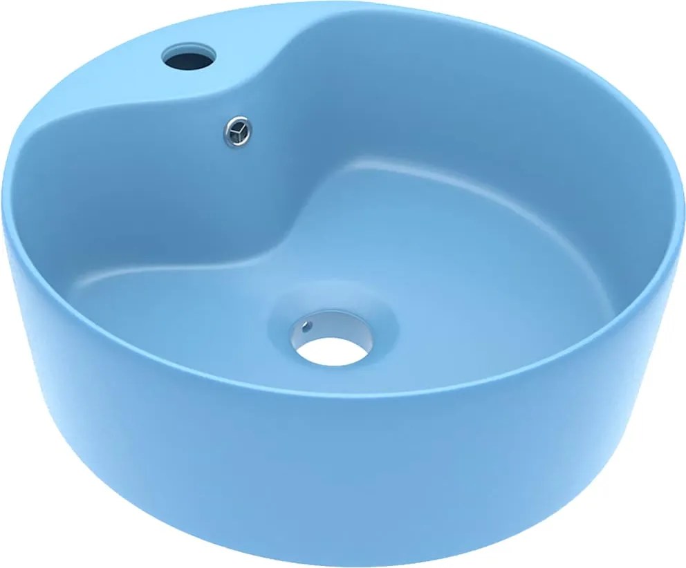 Luxusní umyvadlo přepad matné světle modré 36 x 13 cm keramické 147033