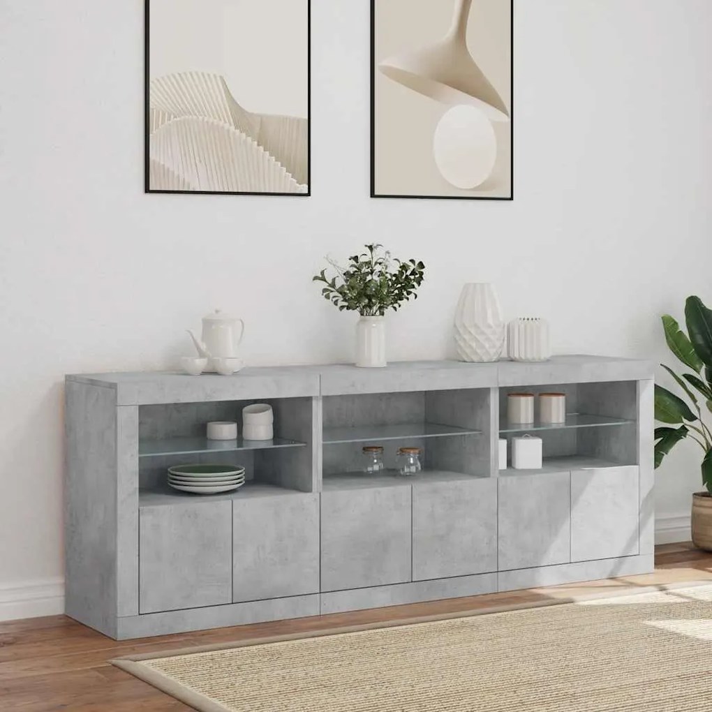 Příborník s LED osvětlením betonově šedý 181,5 x 37 x 67 cm 3209005