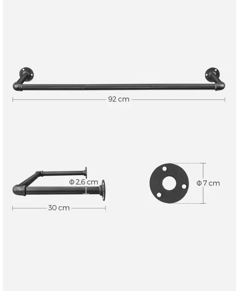 Nástěnný věšák na ramínka LINEA černá