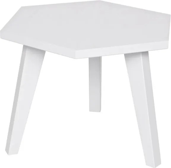 Bílý odkládací stolek z borovicového dřeva WOOOD Hex