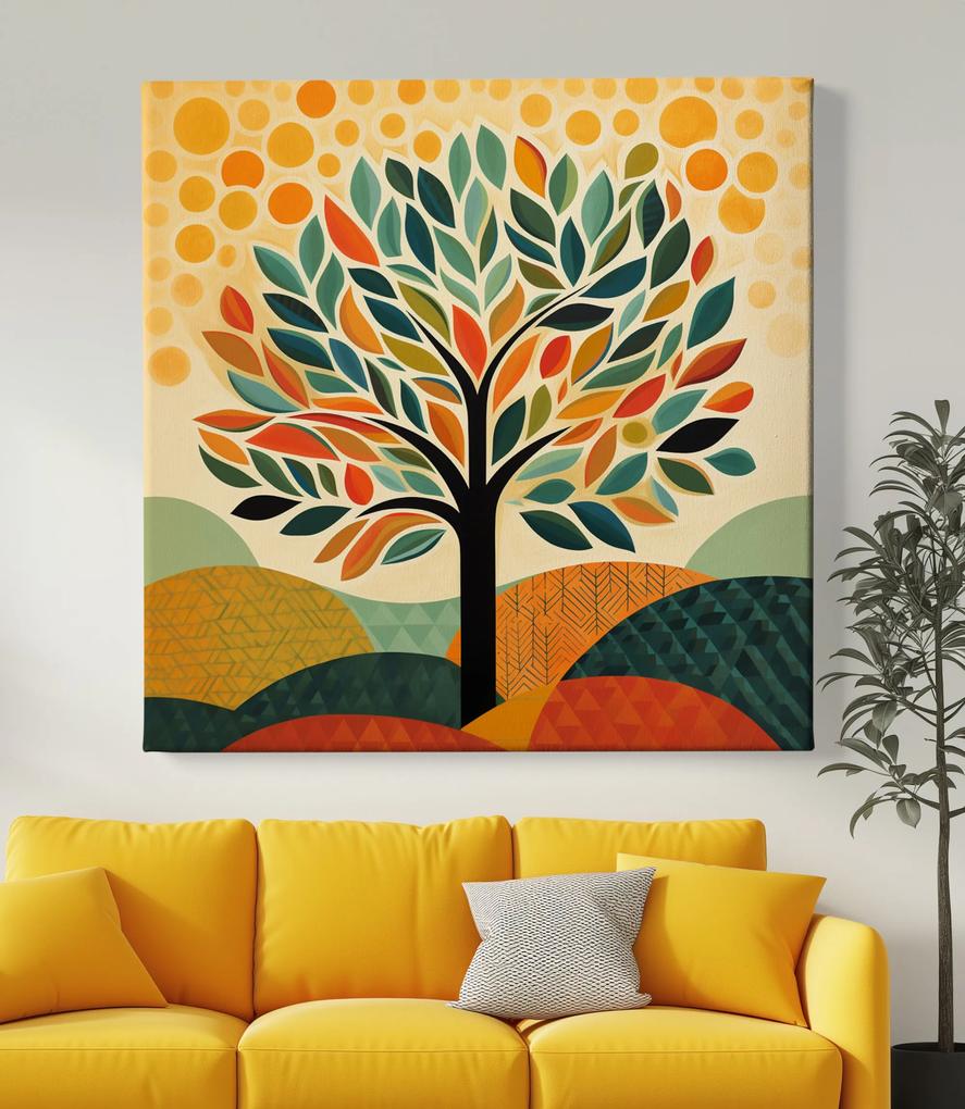 Obraz na plátně - Strom života Radostné lístky FeelHappy.cz Velikost obrazu: 120 x 120 cm