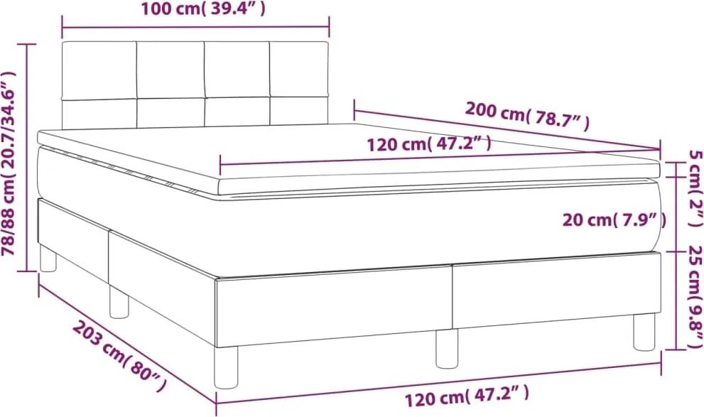 vidaXL Box spring postel s matrací a LED 120x200 cm samet [3134394] Barva: Černá
