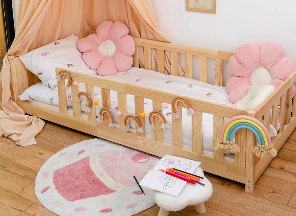 Dětská Montessori postel z masivu borovice BETTY - 200x90 cm - PŘÍRODNÍ