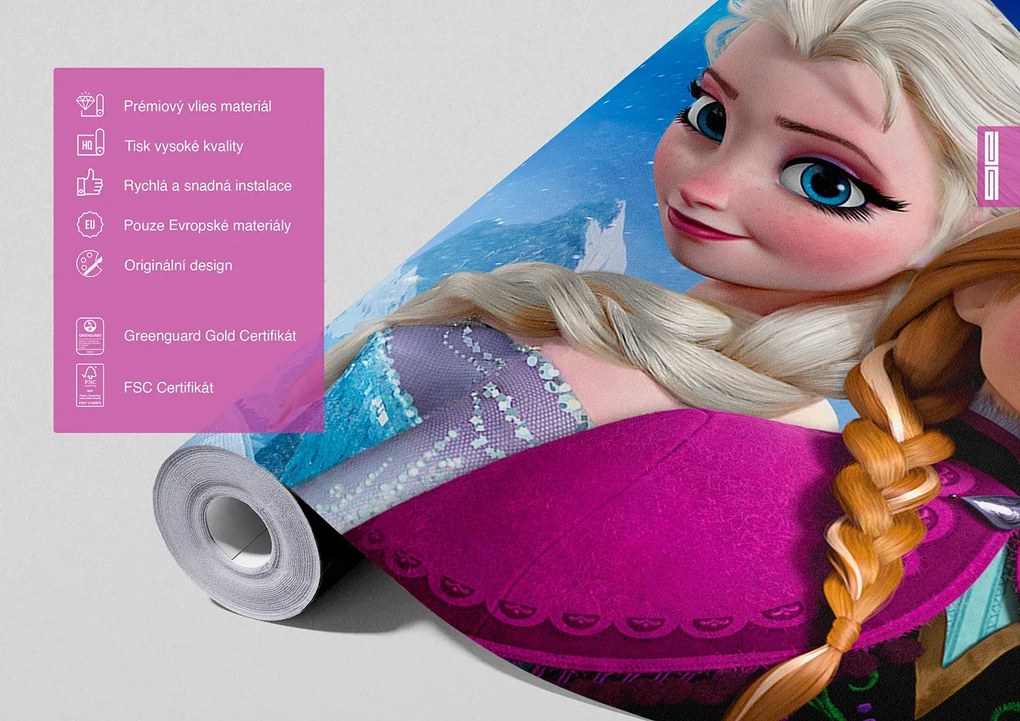 Dětská vliesová fototapeta na zed' Ledové království Elsa a Anna, Disney | 202 x 90 cm | DFTDNH 5370