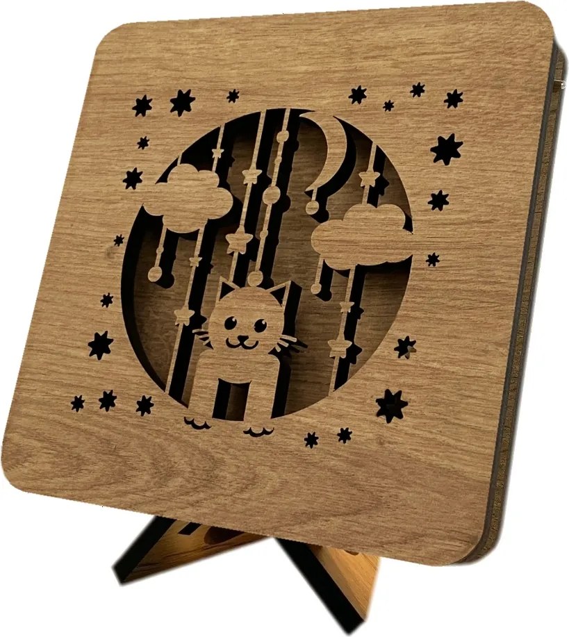 Li-Go "Kočička" lampa 19x19 cm provedení povrchu: dub světlý