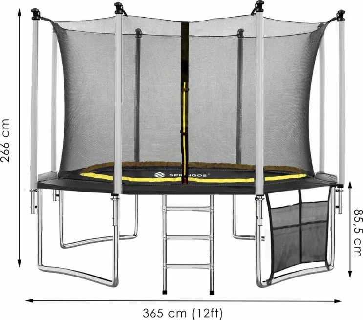 Trampolína SPRINGOS 366 cm s vnitřní ochrannou sítí + žebřík