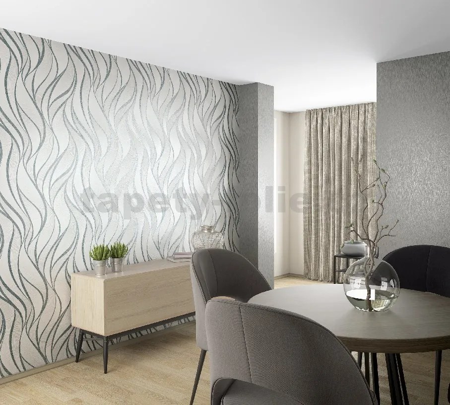 Vliesové tapety na zeď Hailey 82232, rozměr 10,05 m x 0,53 m, vlnovky černobílé, NOVAMUR 6794-20