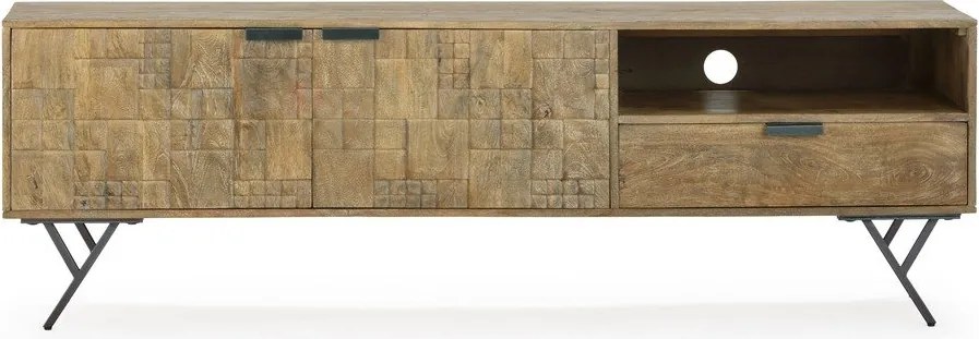 TV stolek z mangového dřeva v přírodní barvě 175x55x40 cm Priya – MOME