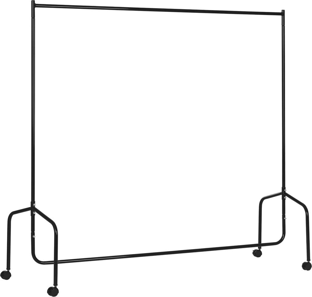 HOMCOM Stojan na oblečení s kolečky, pevný kovový rám, nosnost 140 kg, 180 x 60 x 170 cm, černá ocel | Aosom