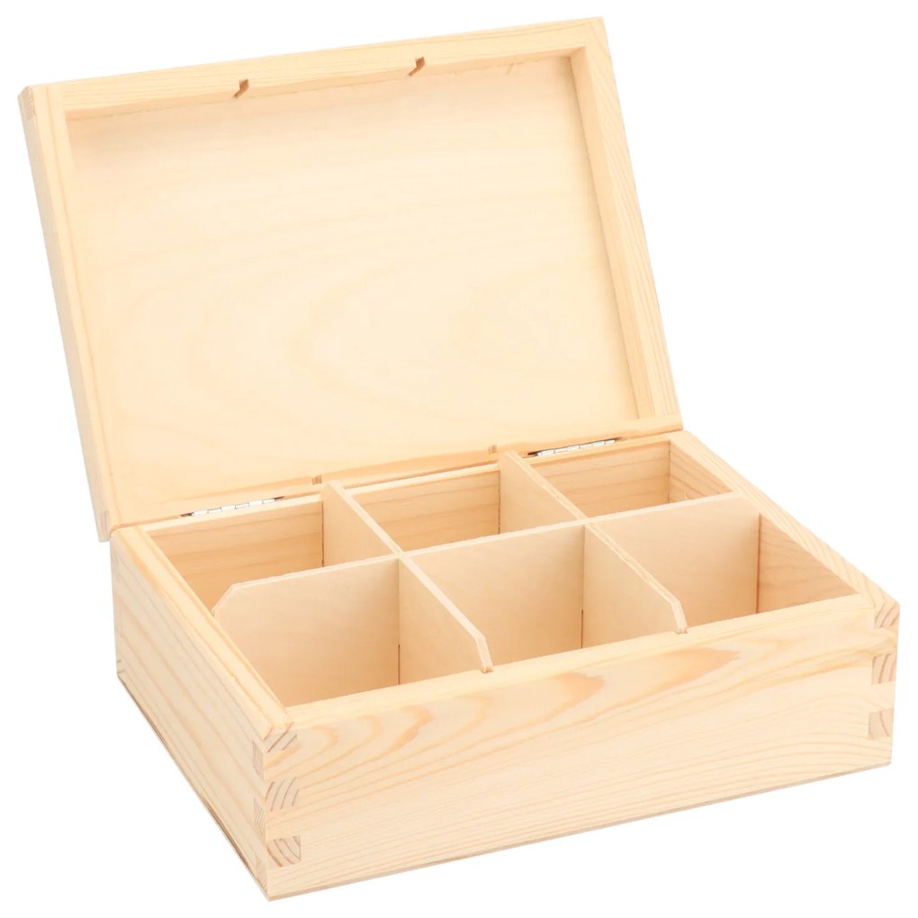 ČistéDřevo Dřevěná krabička na čaj (6 přihrádek)