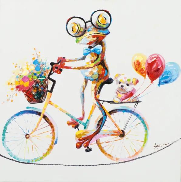 Obraz Maxidesign žába na jízdním kole 70x70cm
