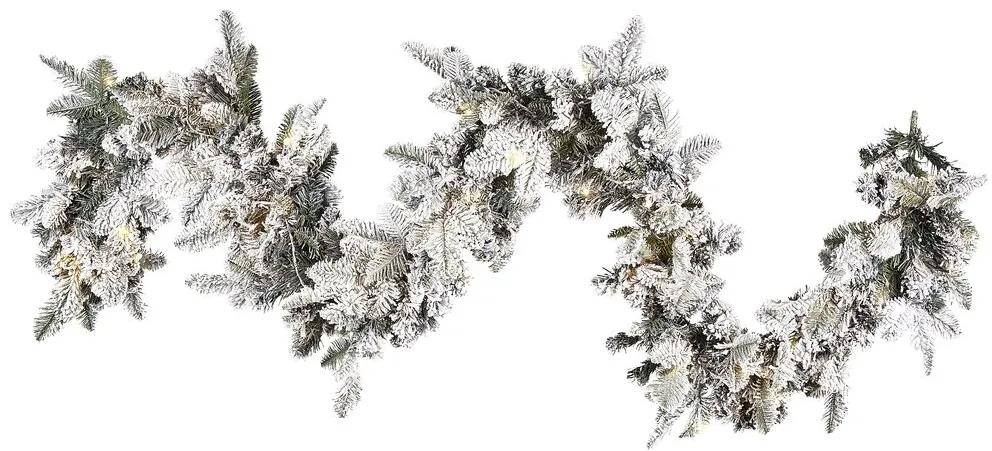 Vánoční girlanda zasněžená s LED osvětlením 270 cm bílá SUNDO Beliani