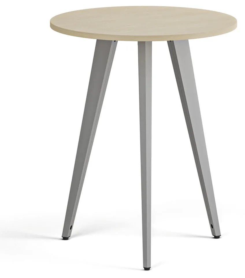 Konferenční stůl PRIMO VIBE, průměr 60 cm, šedostříbrná podnož, bříza
