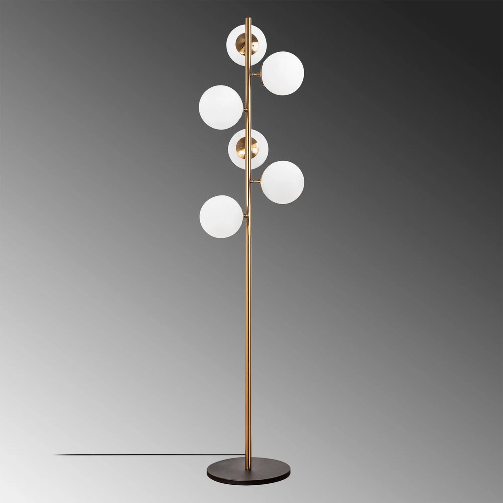 OPVIQ Podlahová lampa FAZLI bronz mléčné sklo