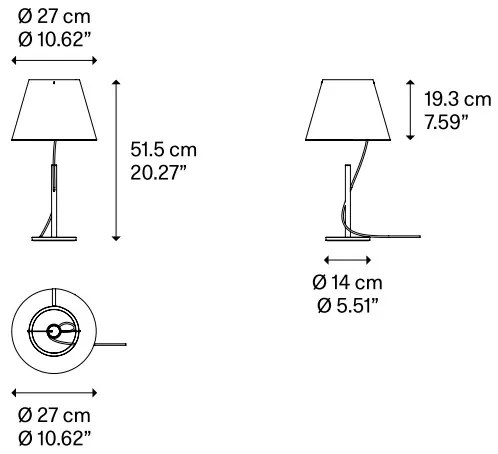 Lodes Hover,  bílá designová stolní lampa s dotykovým ovládáním, 6W LED 2700K, výška 51,5cm