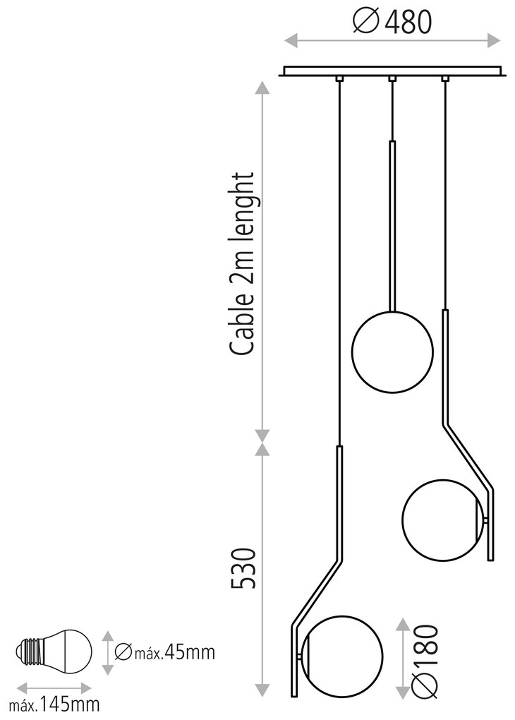 ACB Iluminacion Závěsné svítidlo MAUI 3 ø 48 cm Barva: Zlatá
