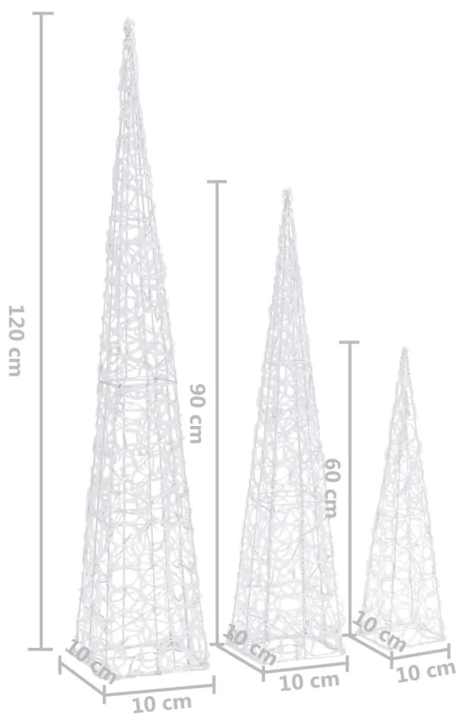 vidaXL Marketos Sada akrylových světelných LED kuželů modrá 60/90/120 cm