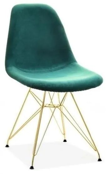 design4life Židle MIRKAS zelený velur bez područek - žlutá podnož