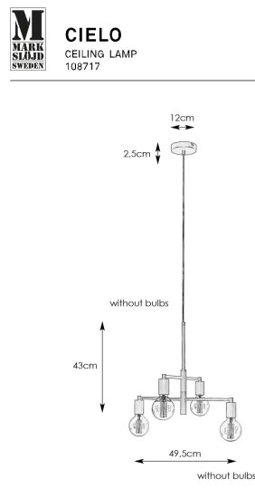 Markslöjd 108717 - Lustr na lanku CIELO 6xE27/40W/230V černá