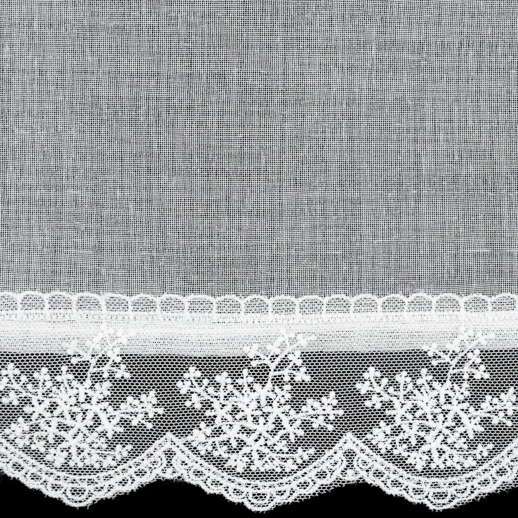 KRÁTKÁ ZÁCLONA NA KROUŽCÍCH SUZAN 350X140 CM BÍLÁ