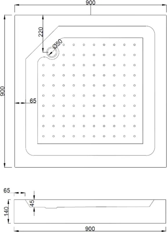 Mexen Rio čtvercová sprchová kabina 90 x 90 cm, transparentní, zlatá + sprchová vanička, bílá - 860-090-090-50-00-4510