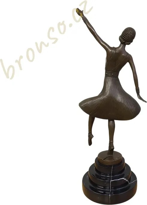 Art Deco bronzová socha – elegantní tančící žena